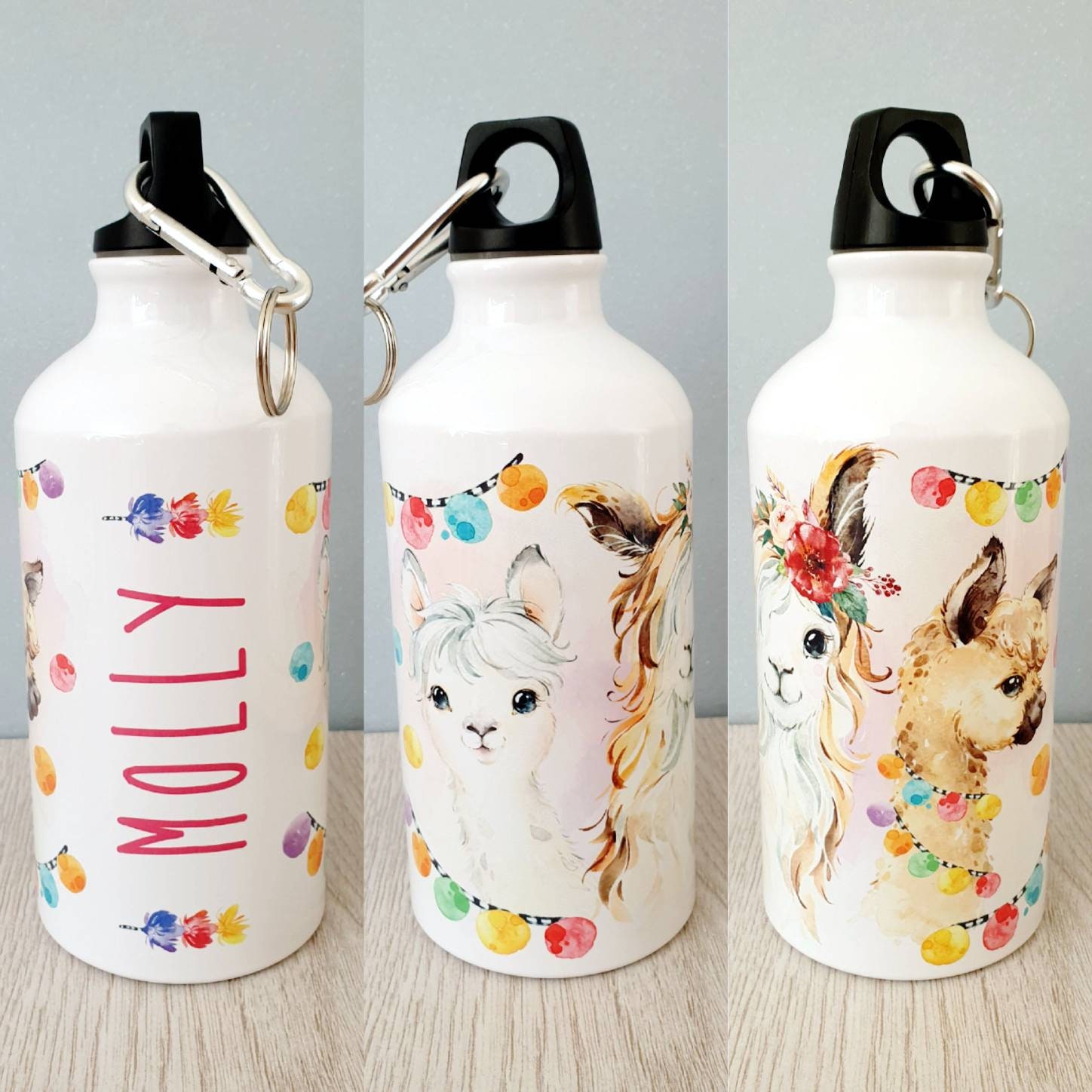 Llama water bottle little llama colourful summer vibes back to - Etsy ...