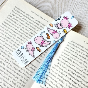 Axolotl Bookmark Personalised Kawaii Salamander Gift Name Gift Metal ...