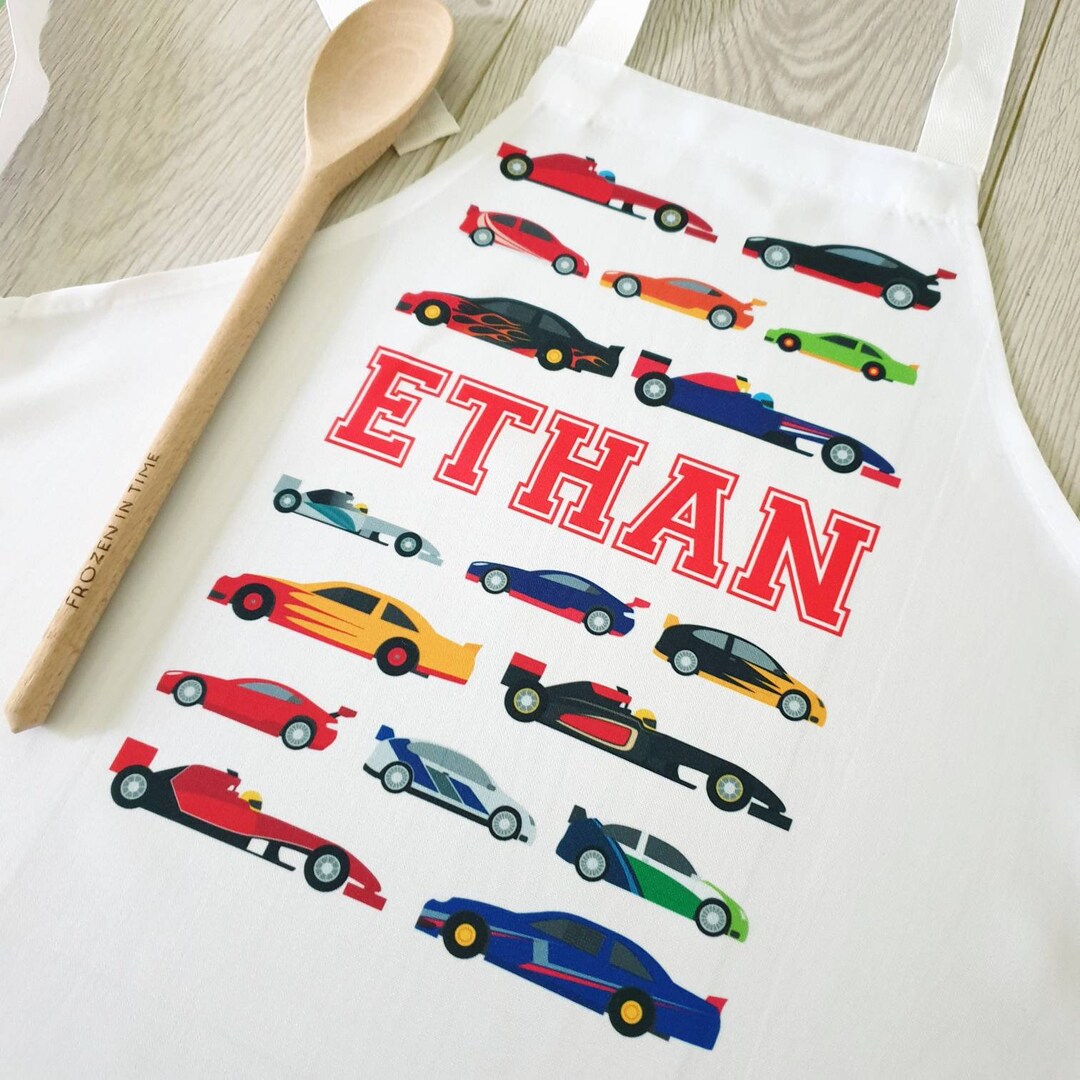 Racing Cars Childs Polyester Apron Transport Super Car Baking Apron ...