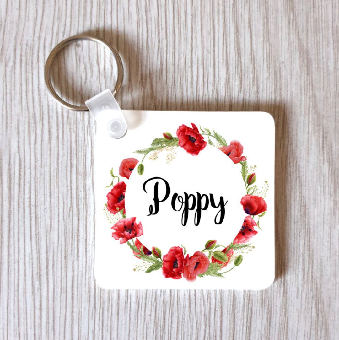 Poppy Keyring Keychain Personalised Bag Tag Name Tag Token - Etsy