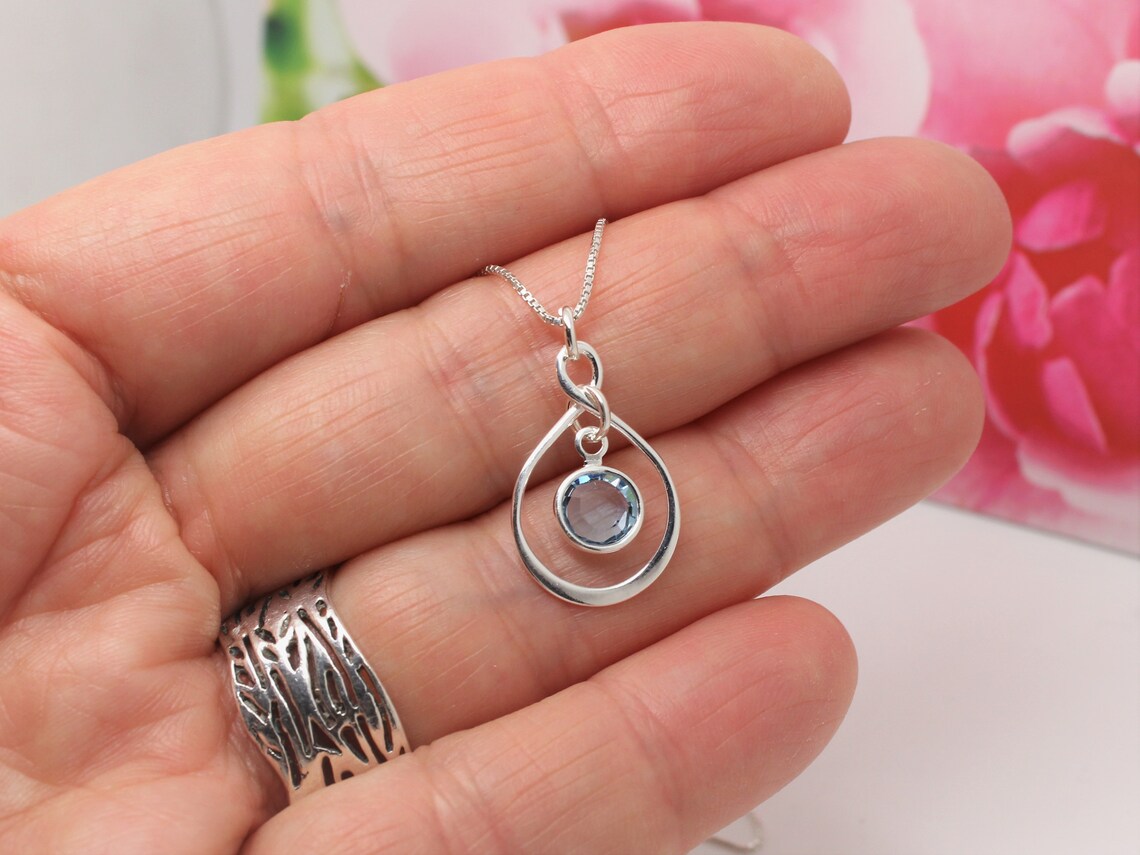March Birthstone Necklace Birthday Gift 925 Sterling Silver - Etsy