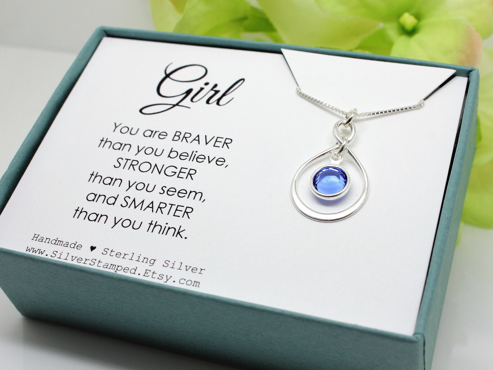 Birthday gift for Girl Sterling silver Swarovski birthstone | Etsy