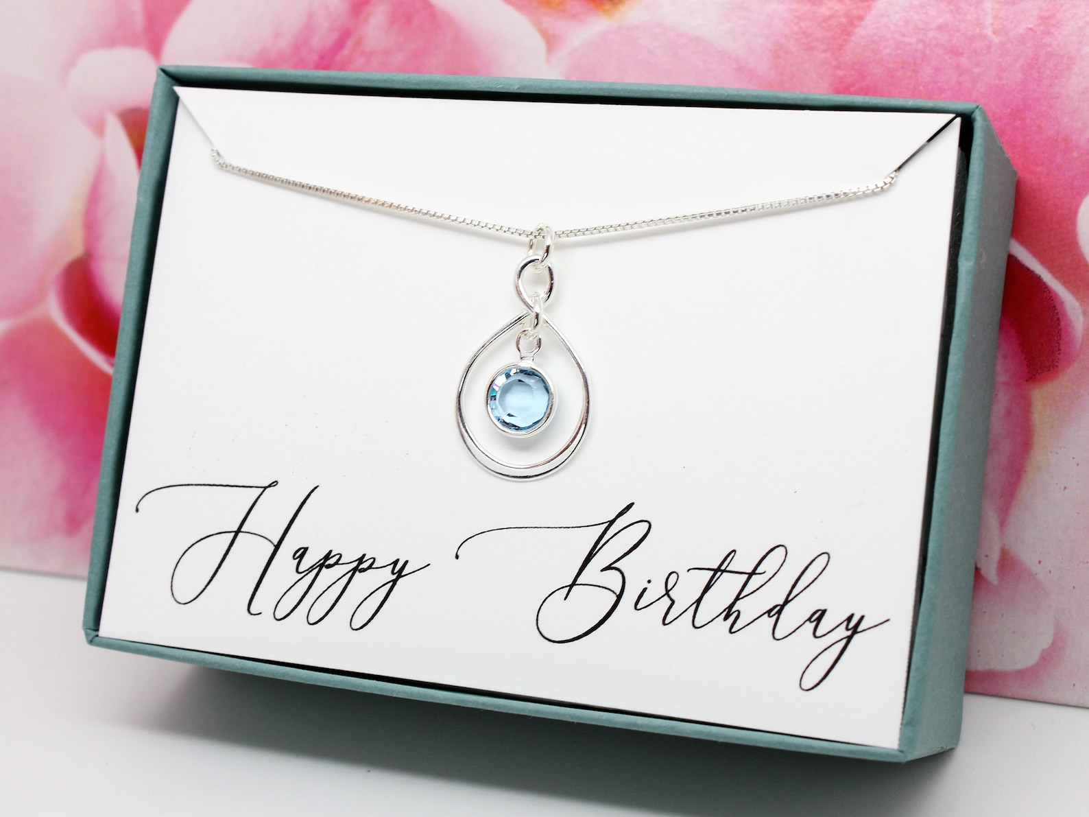 March Birthstone Necklace Birthday Gift 925 Sterling Silver - Etsy