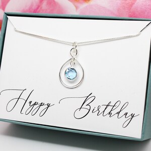 March Birthstone Necklace Birthday Gift 925 Sterling Silver - Etsy