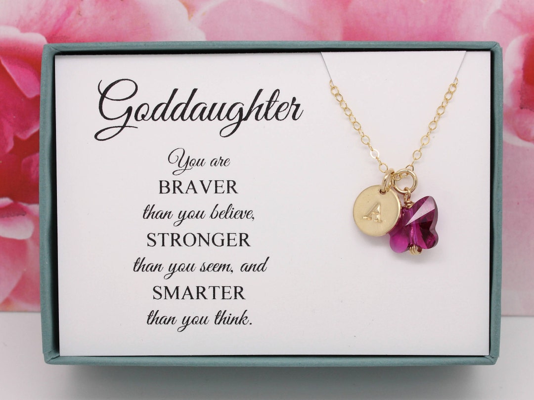 Goddaughter Necklace Gift for God Daughter Gold Initial Butterfly ...