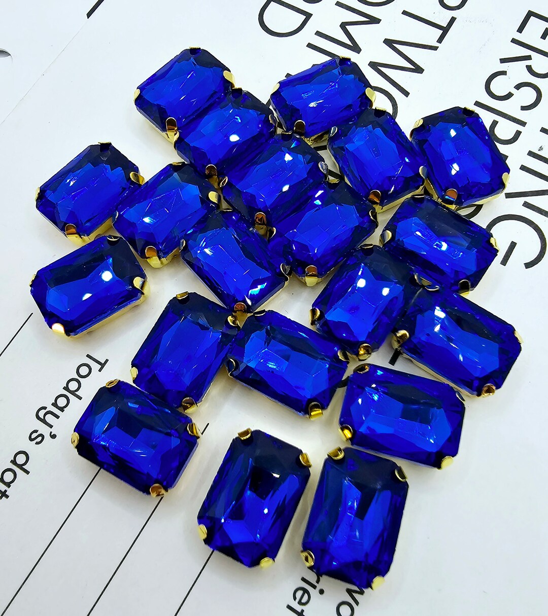 Royal Blue Octagon Glass Rhinestones: 10x14mm Gems (20pcs) - Etsy