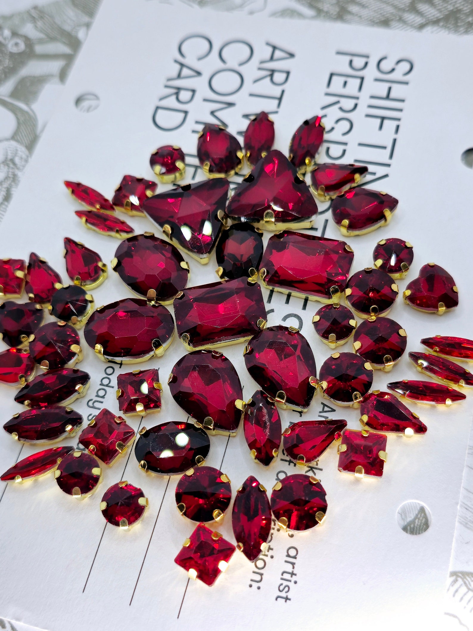 50 Siam Dark Red Sew on Rhinestones: Gold Claw Glass Crystals - Etsy