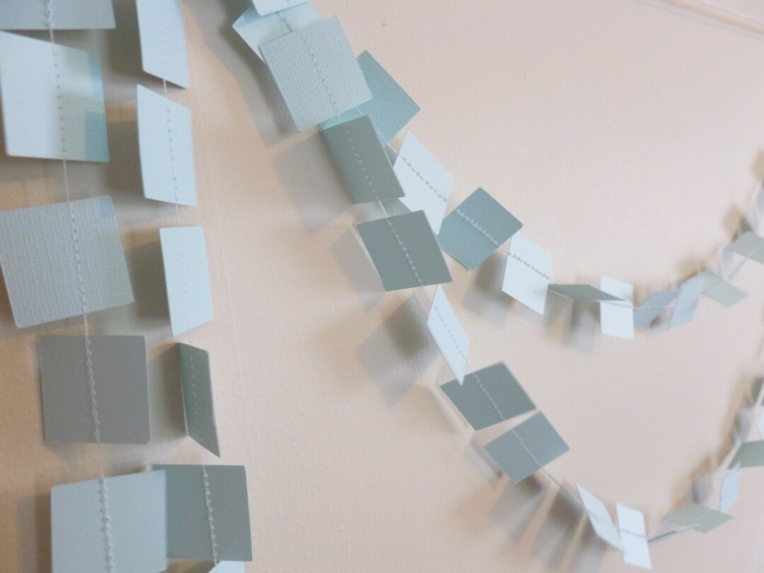 Light Blue Square Geometric Paper Garland Office Home and - Etsy