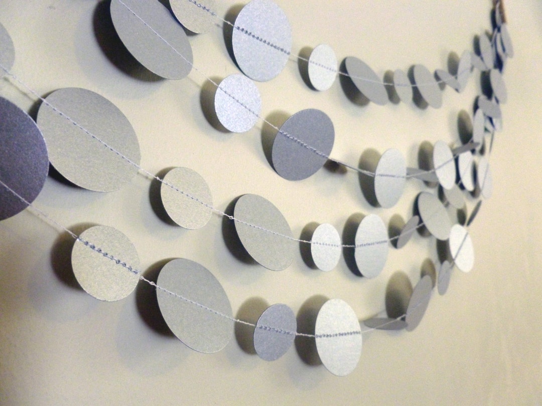 Shimmery Silver Paper Garland Metallic Silver Holiday - Etsy