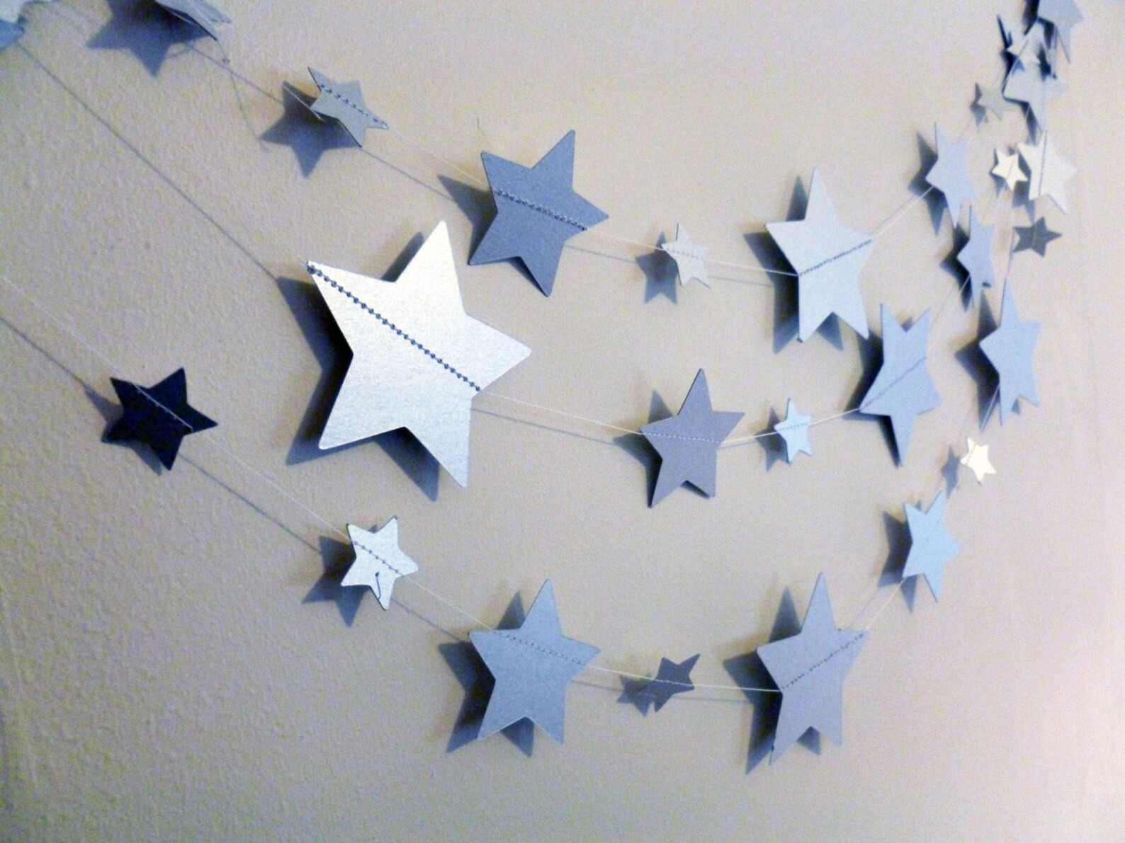Silver Metallic Stars Paper Garland Wedding Decor String | Etsy