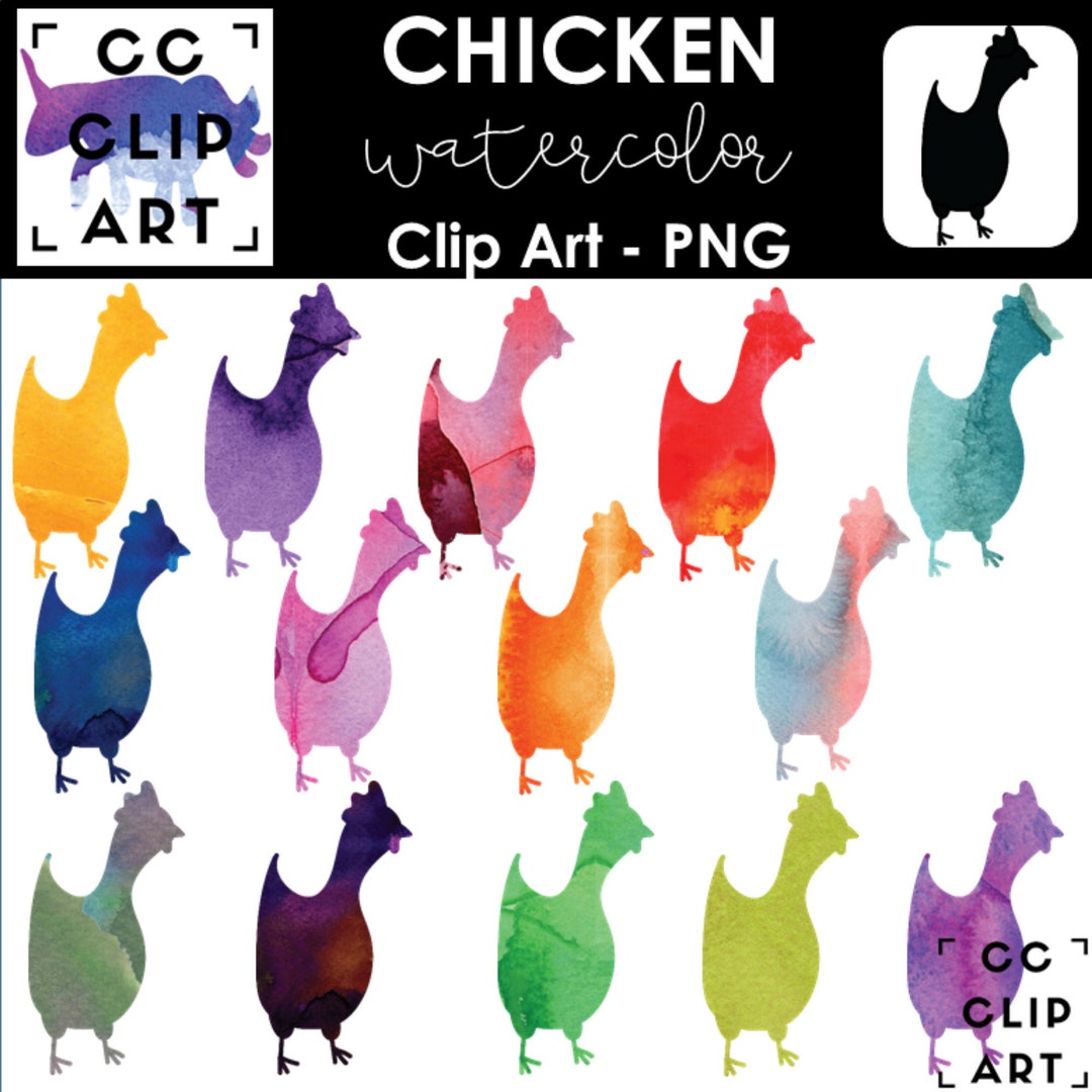 Watercolor Chicken Clip Art- PNG Download Digital File - Etsy