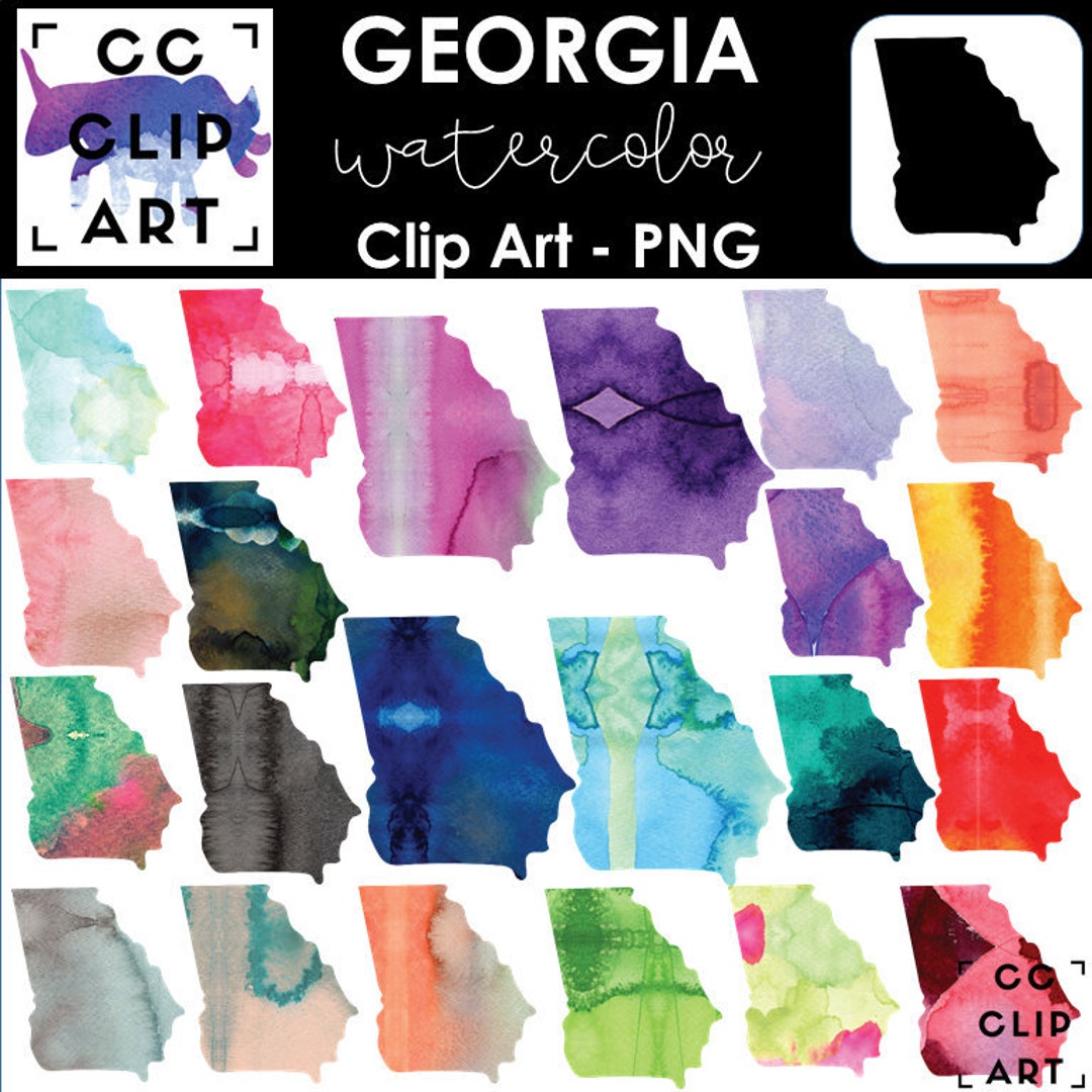 Watercolor Georgia Clip Art - PNG Digital Download - Etsy