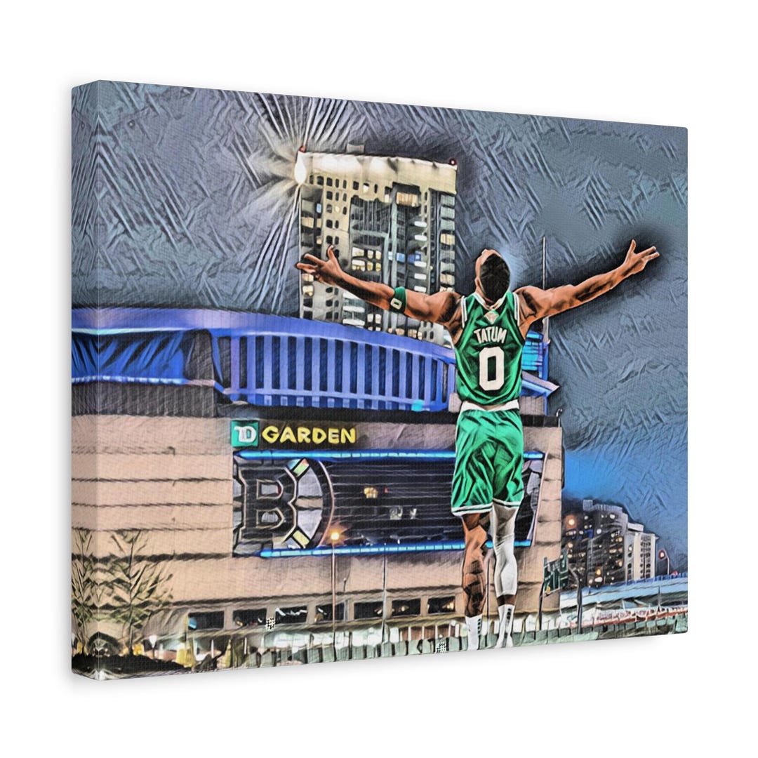 Jayson Tatum Canvas With TD Garden Background Matte Canvas, Stretched ...