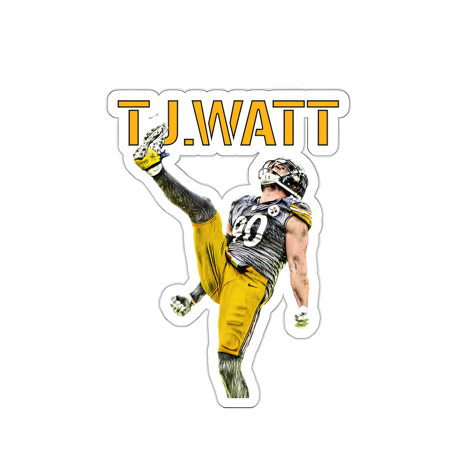 T.J. Watt Sticker, Kiss-cut Pittsburgh Steelers Sticker, NFL Football ...