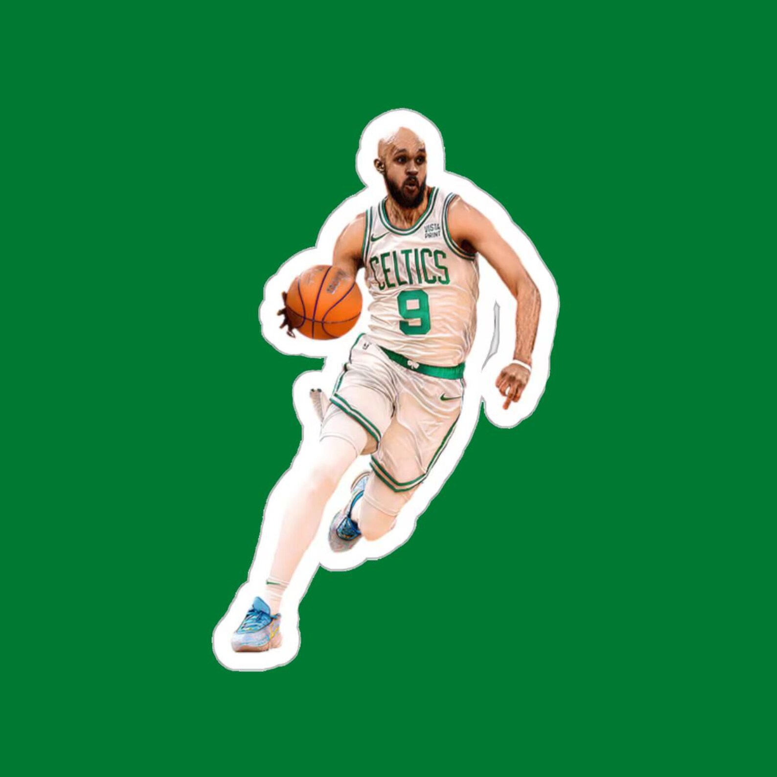 Derrick White Dribbling Boston Celtics Color Kiss-cut Sticker | NBA ...