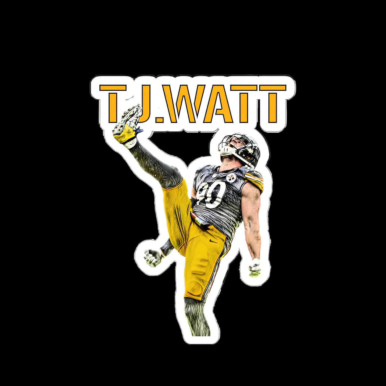 T.J. Watt Sticker, Kiss-cut Pittsburgh Steelers Sticker, NFL Football ...