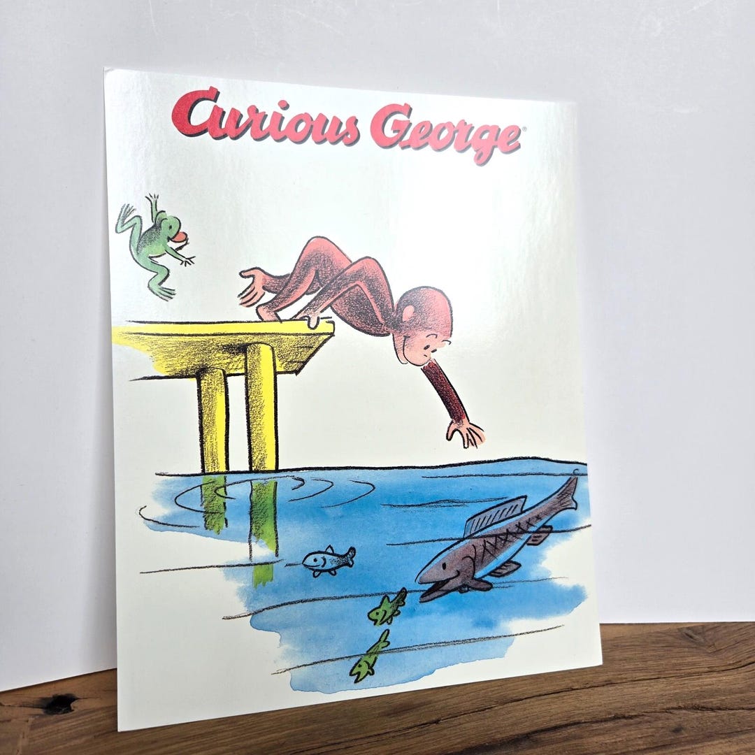 Vintage Curious George Licensed Photo Postcard on Thick Cardstock 1990 ...