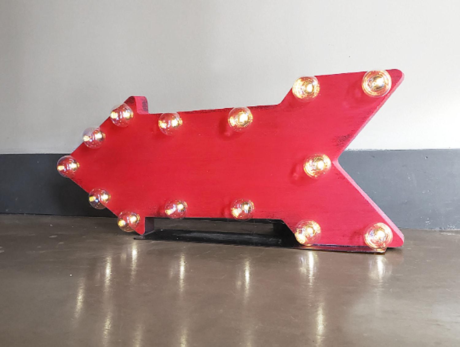 Handmade Red 24" LEFT Metal Arrow Sign Light - Battery or Solar - Etsy