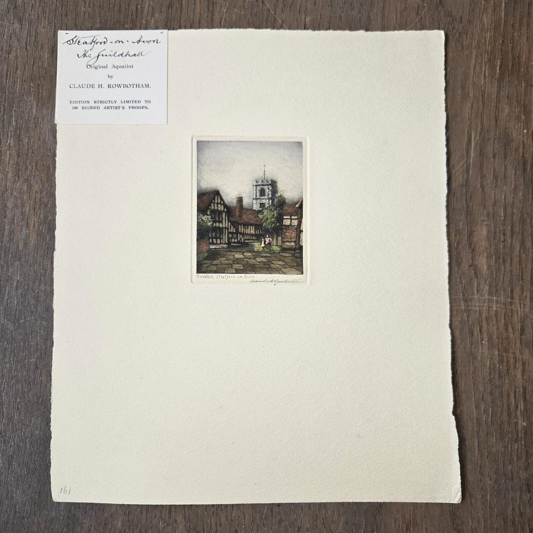Claude Rowbotham Original Etching Print - Guildhall Stratford on Avon ...