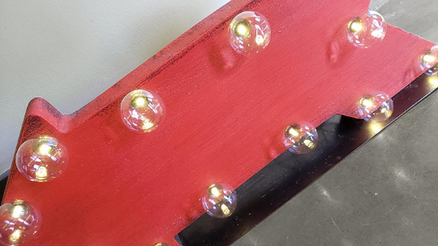 Handmade Red 24" LEFT Metal Arrow Sign Light - Battery or Solar - Etsy