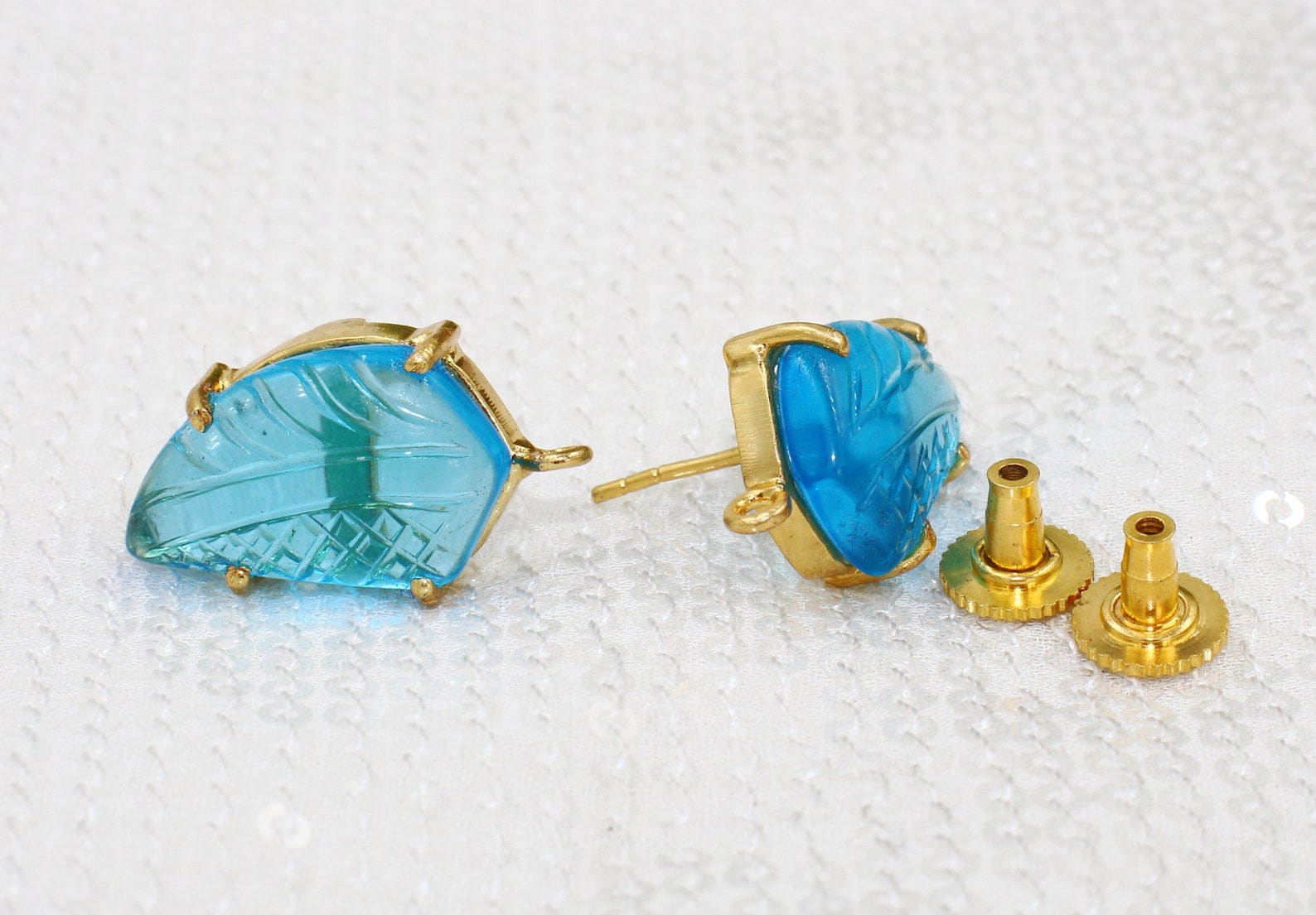 Multi Color Gemstone Hand Carved Prong Set Connector Post Stud - Etsy