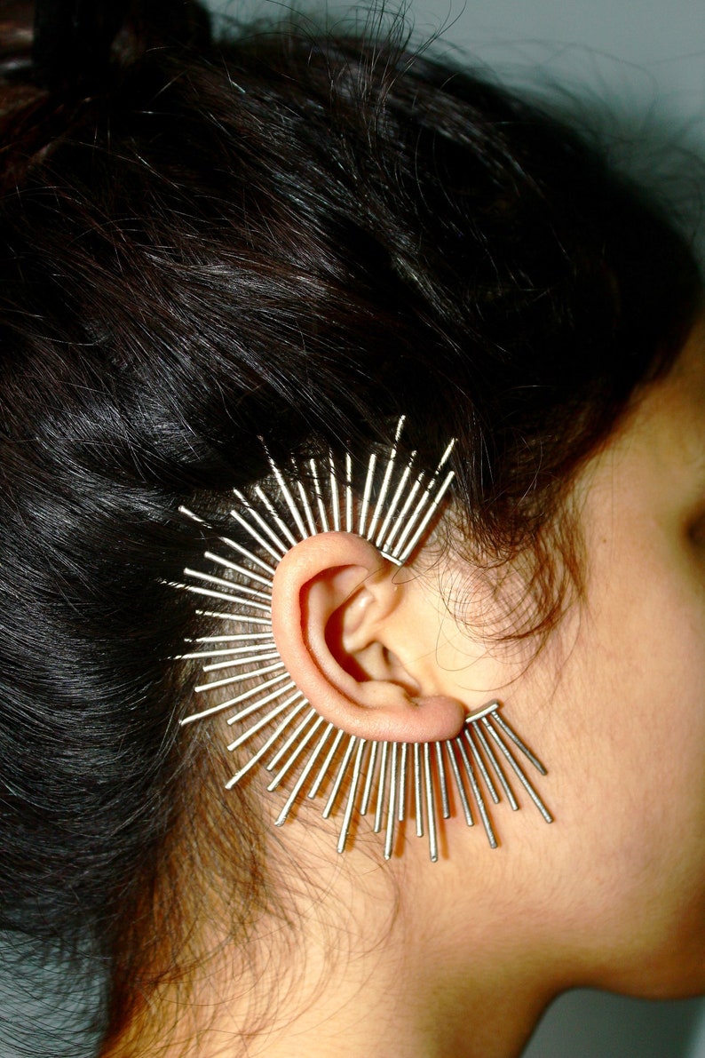 Rising Sun Ear Cuff | 22kt Gold, Silver, Black Rhodium & Rose Gold ...
