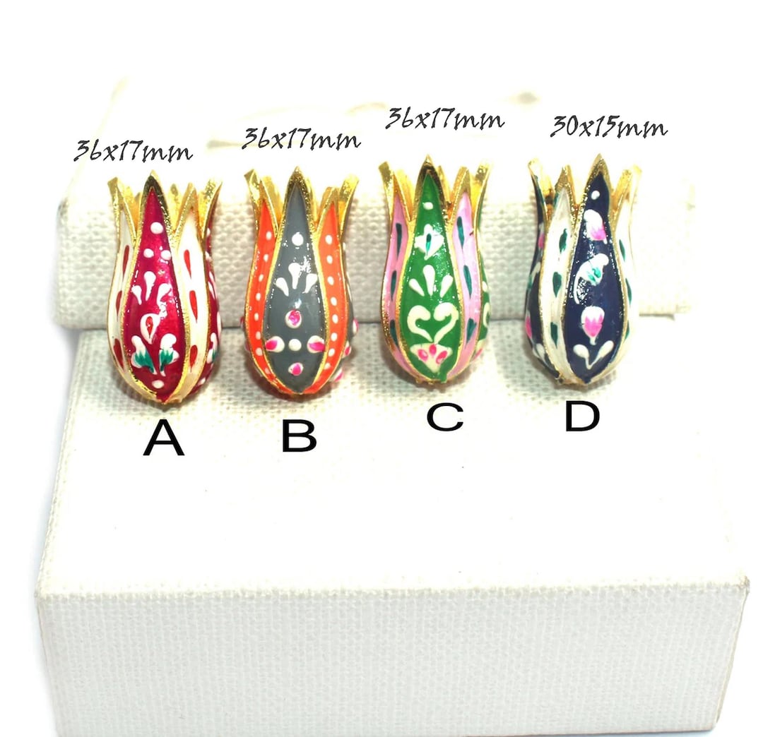 1pc DIY Hand Painted Multi Color Tulip Metal Beads / 30-36x15-17mm ...