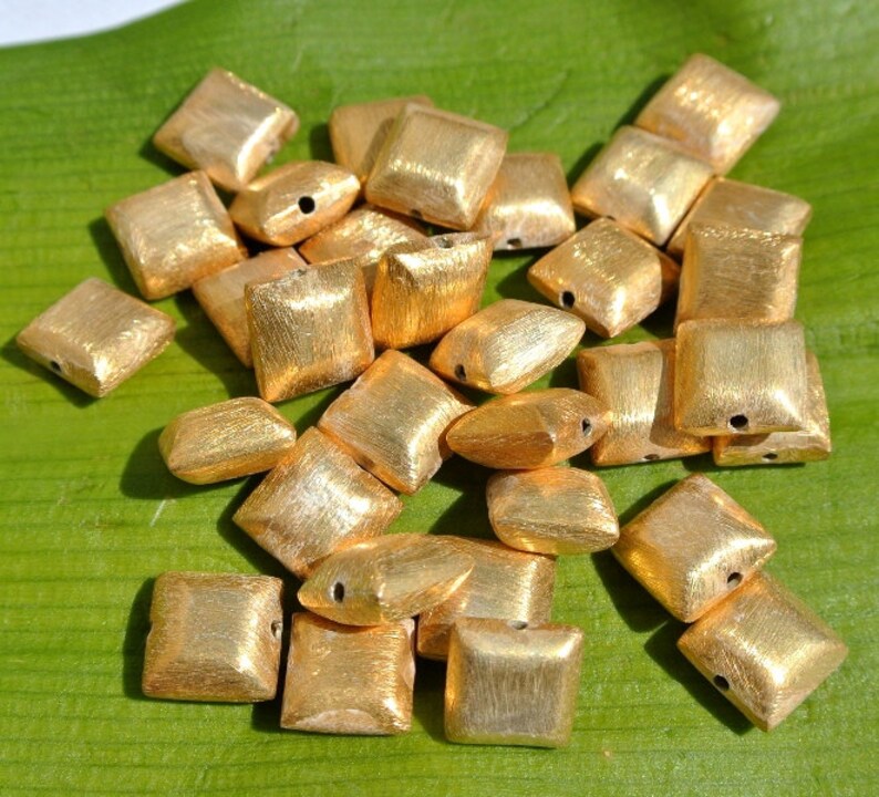 10pcs Gold Plated Puffy Square Beads 10x10mm High Quality Gold - Etsy India