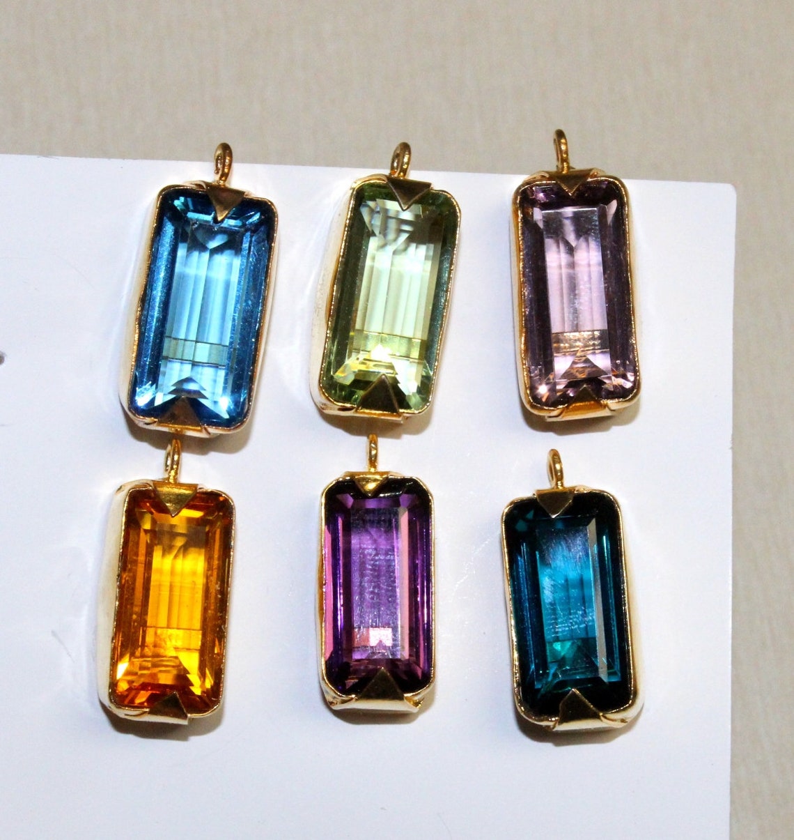 Faceted Multi Color Quartz Rectangle Gemstone Pendant / - Etsy