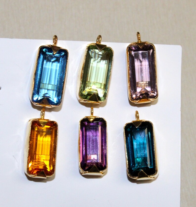 Faceted Multi Color Quartz Rectangle Gemstone Pendant / - Etsy