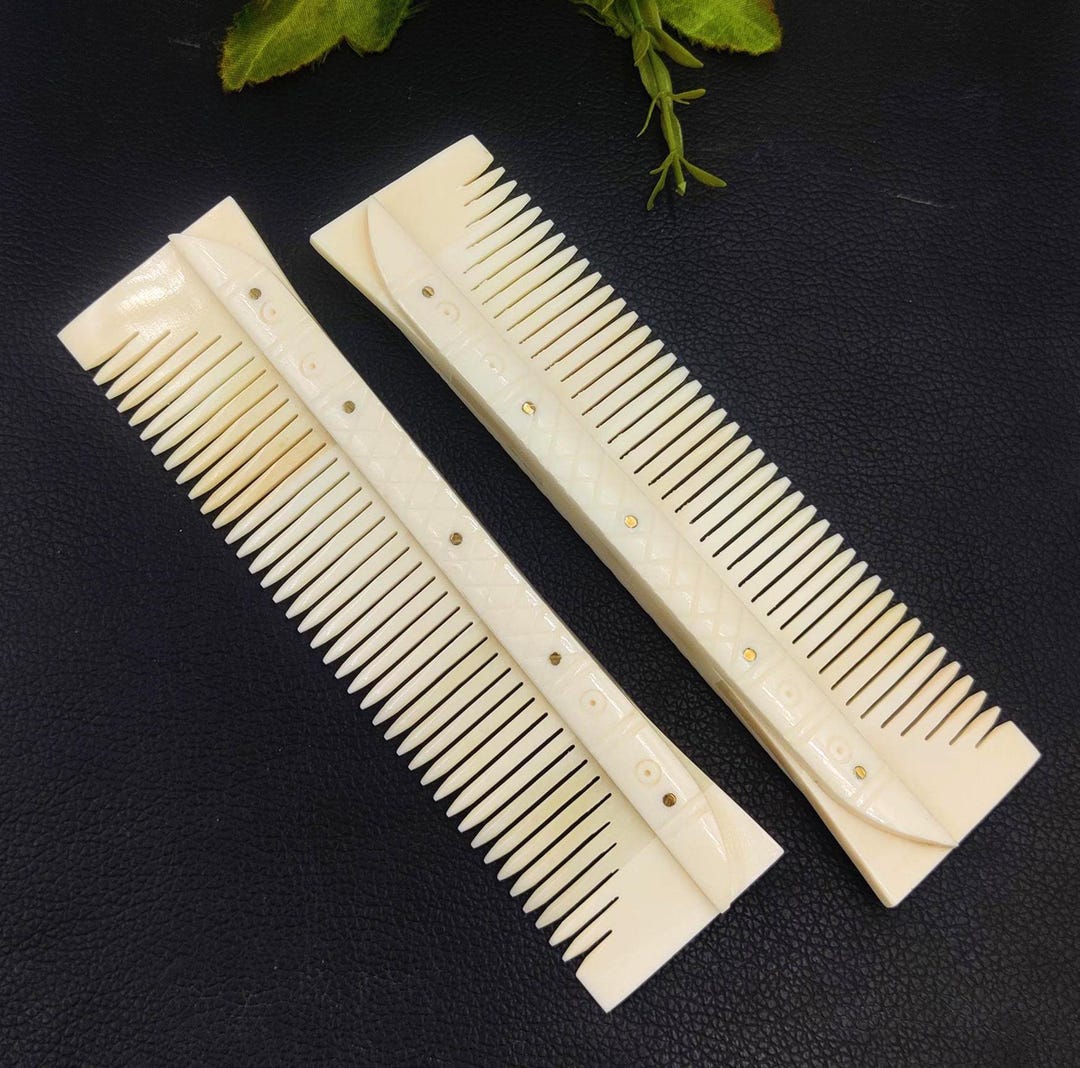 6.5" Ethically Sourced Buffalo White Bone Viking Hair Comb Hand Carved ...