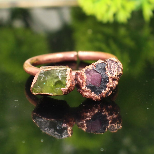 Ruby Peridot Ring - Etsy