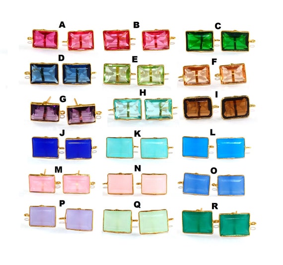 22kt Gold Plated Faceted Multi Color Gemstones Connector Post | Etsy