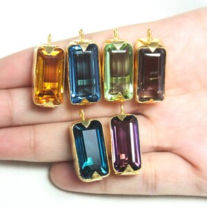 Faceted Multi Color Quartz Rectangle Gemstone Pendant / - Etsy