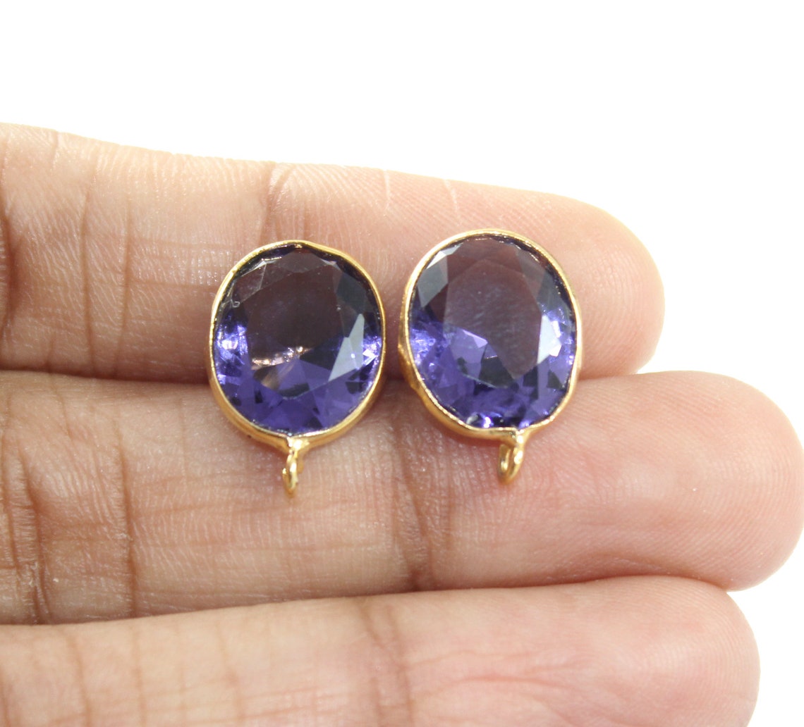 1 Pair 12x10mm Faceted Iolite Quartz Oval Ear-post / 22kt Gold - Etsy