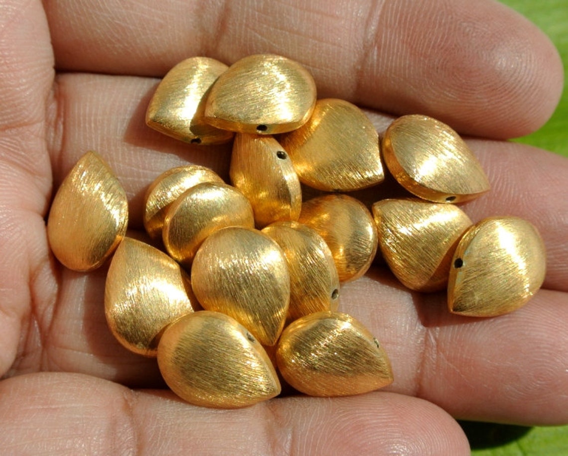 10Pcs Gold Plated Pear Shaped Metal Beads High Quality Gold | Etsy