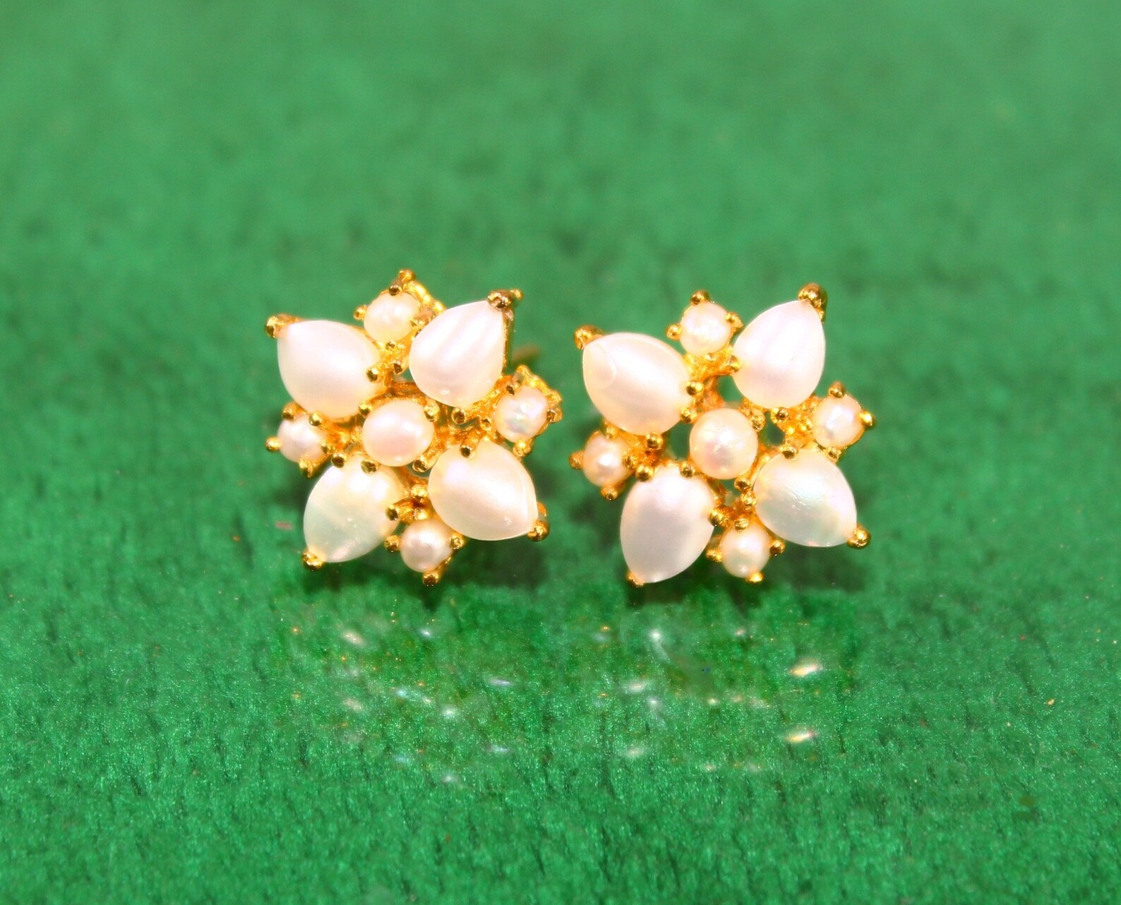 22kt Gold Plated Pearl Connector Post Stud / 13mm Prong Set - Etsy