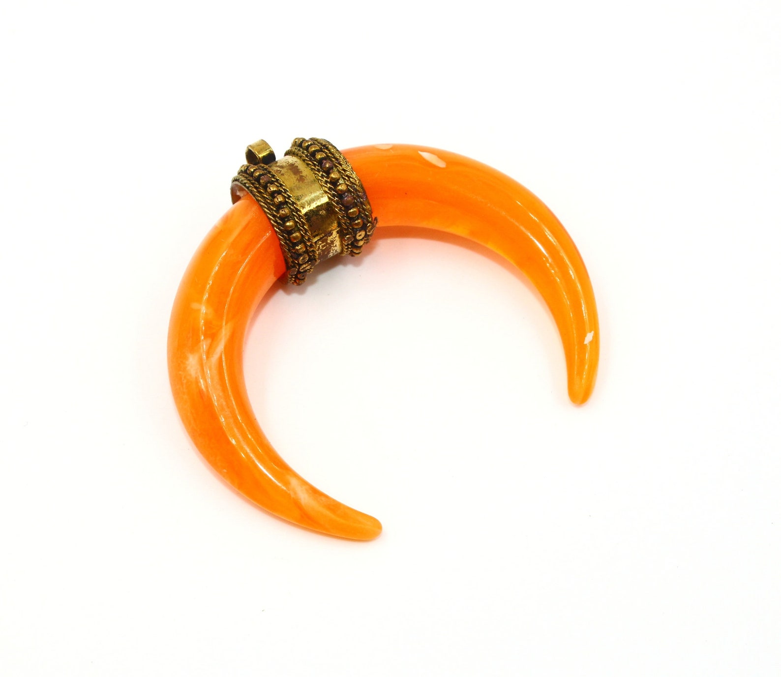 Orange Resin Crescent Horn Pendant Single Bail Horn 70x21mm | Etsy