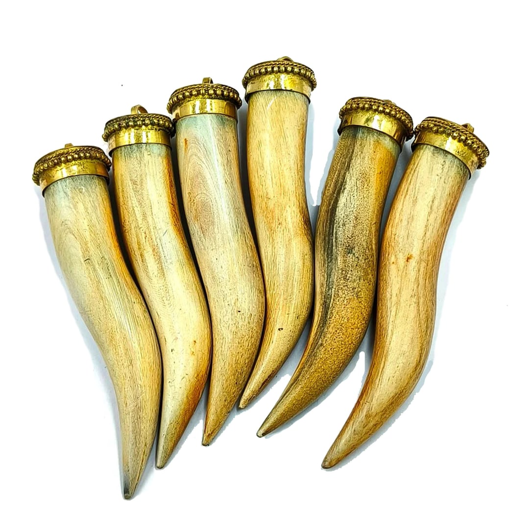 Natural Buffalo Bone Brown Horn Pendant 100mm Bone Horn Amulet, Bone ...
