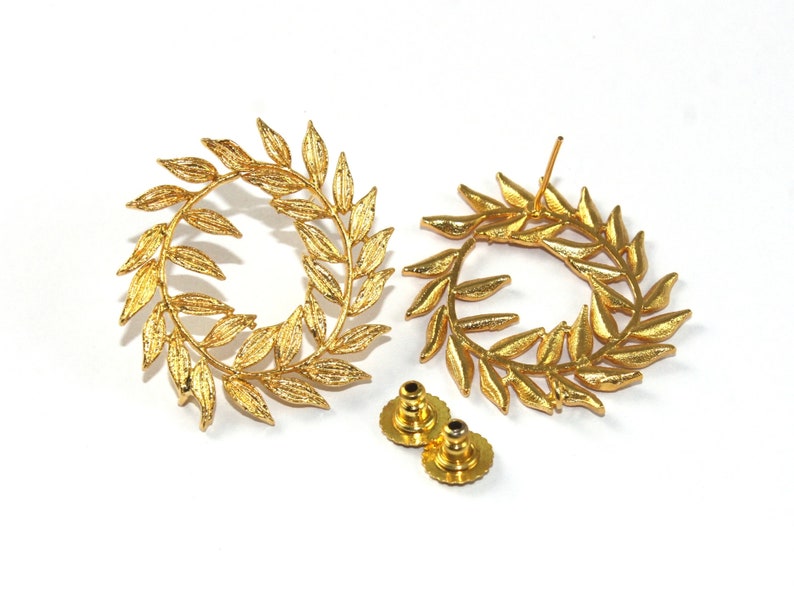 35mm 22kt Gold Plated Designer Post Earring With Loop / - Etsy