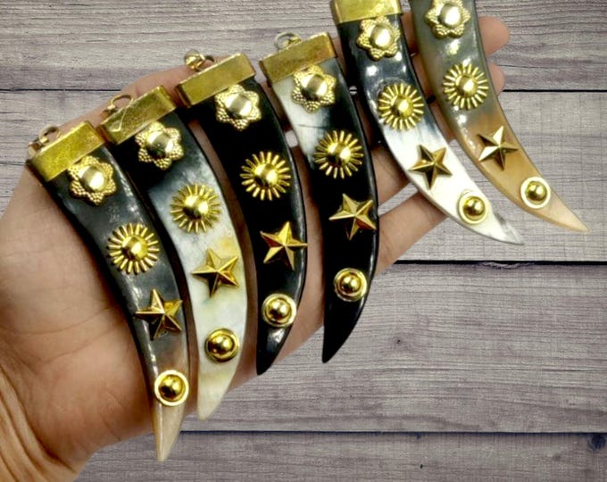 Ethically Sourced Buffalo Horn Tooth Pendant – Boho Star, Sunburst ...