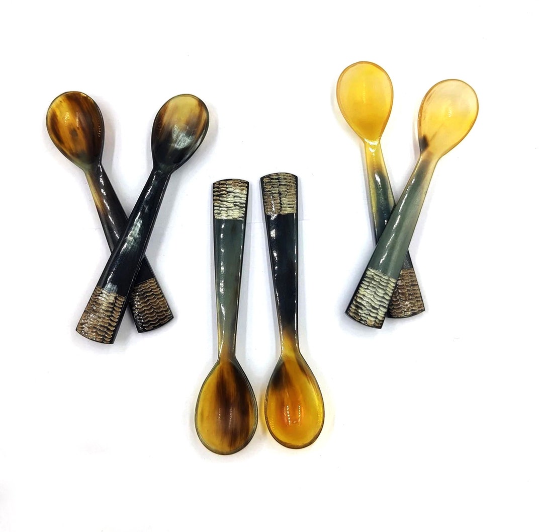 5" Ethically Sourced Buffalo Horn Honey Spoon, Handcrafted Horn Spoons ...