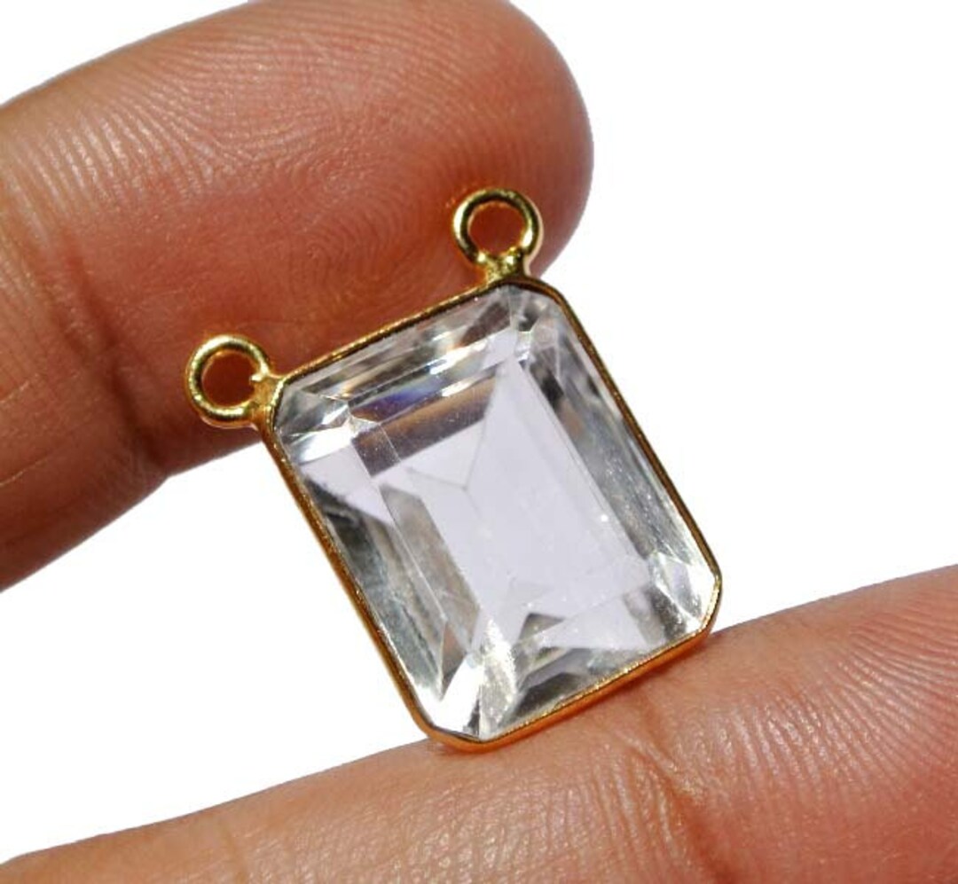 1 Pair Gold Plated Natural Rock Crystal Quartz Pendant / - Etsy