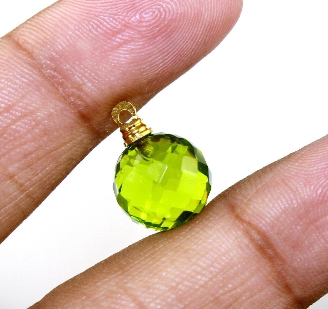 12mm Peridot Quartz Faceted Ball Charm / 22kt Gold Plated - Etsy