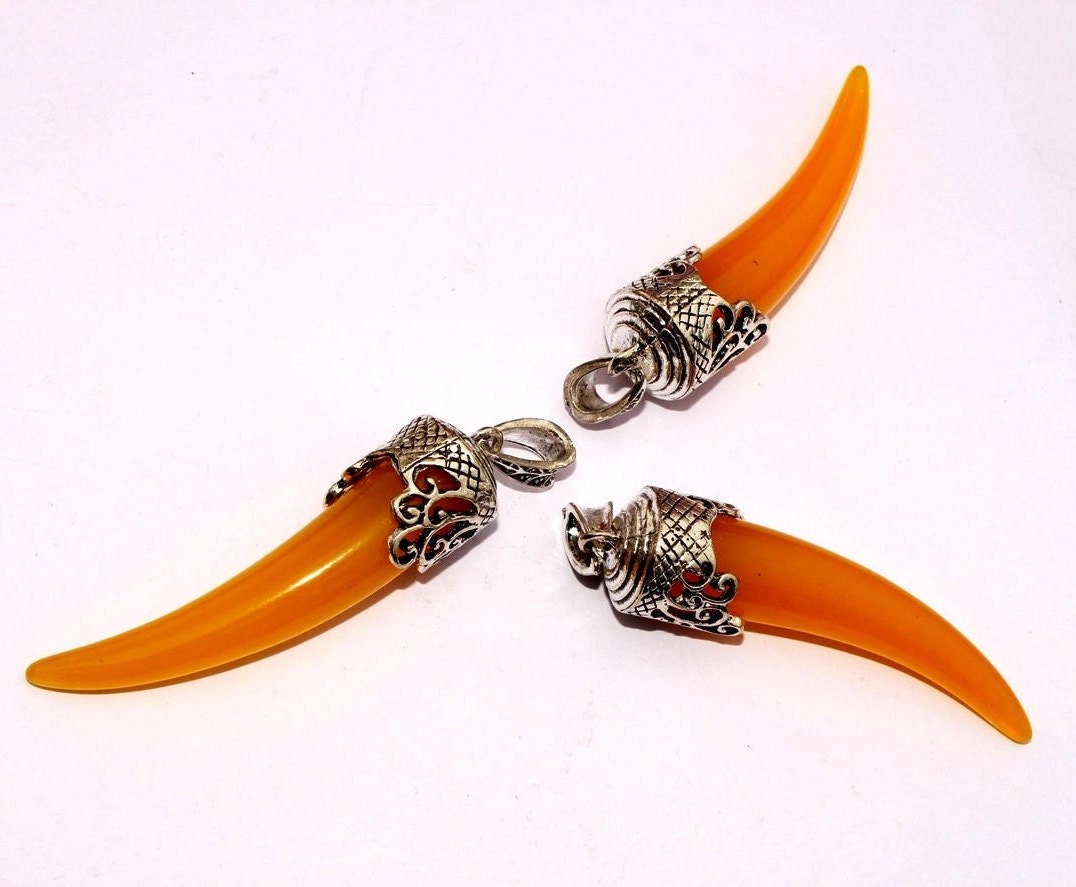 1 Pc 3.18 Yellow Tusk Horn Amber Resin Pendant / Carved | Etsy