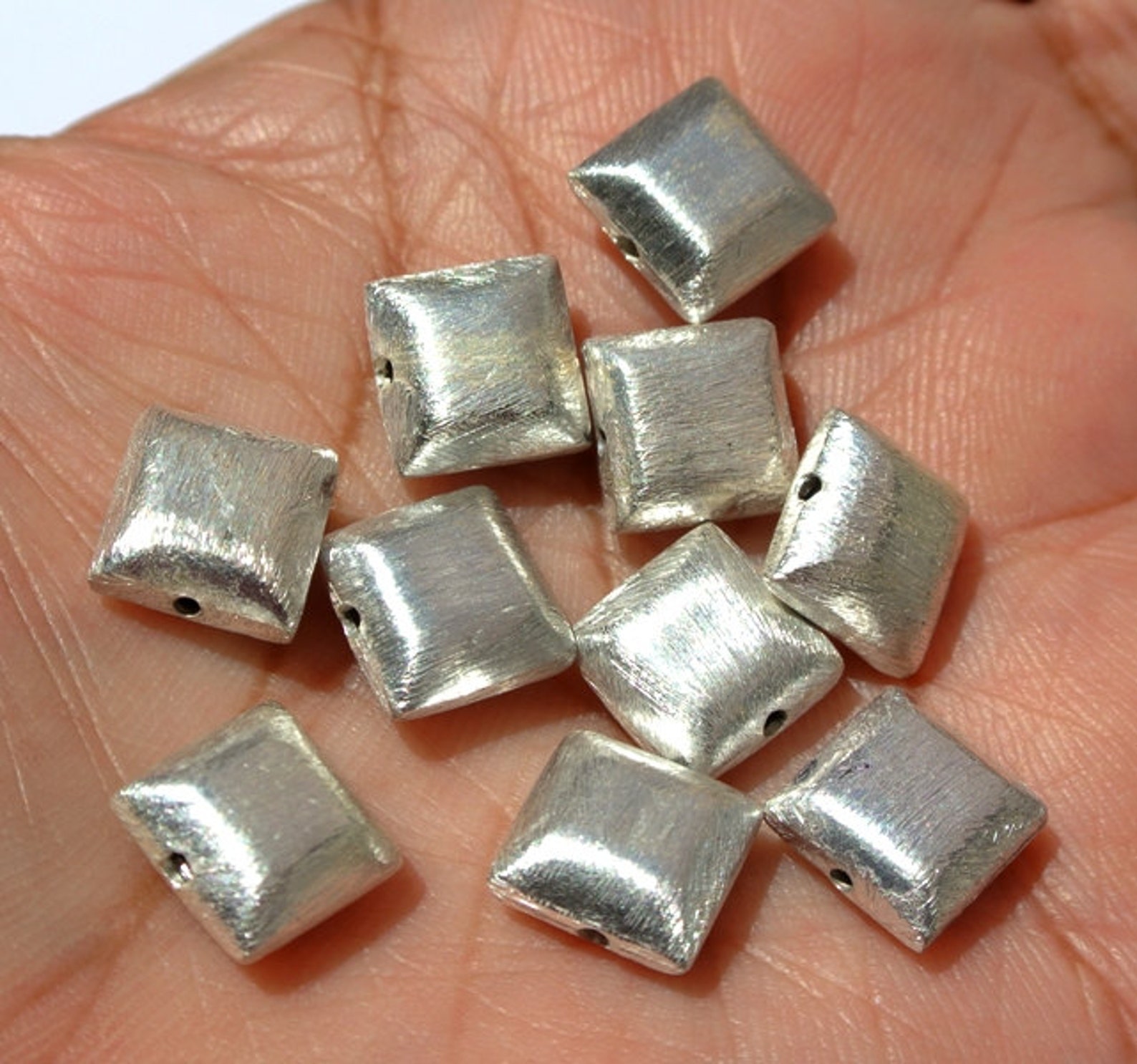 10pcs Silver Brushed Square Beads 10x10mm High Quality Silver - Etsy