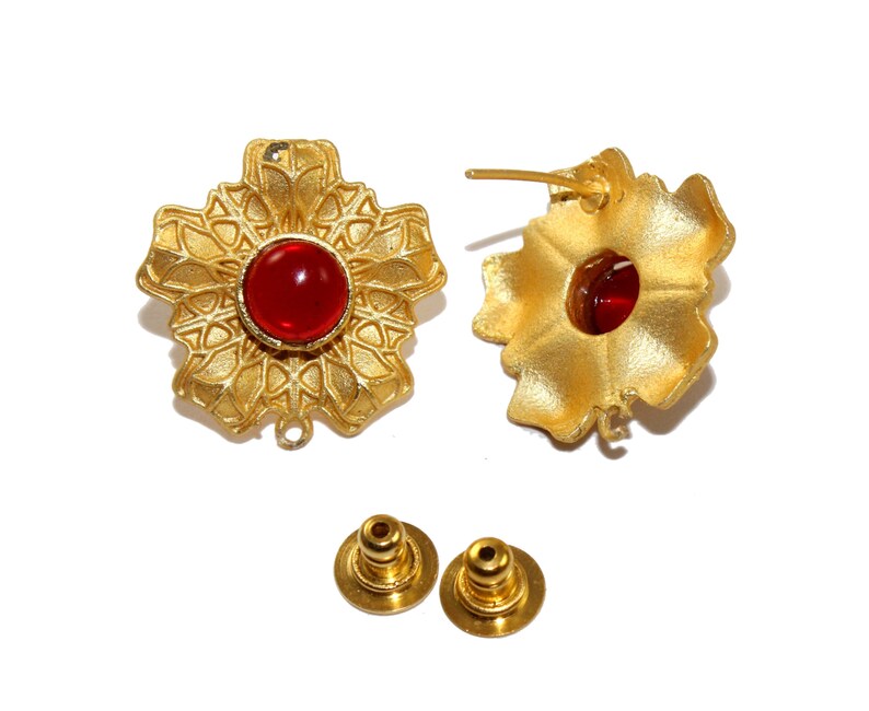 Multi Stone Stud Flower Connector Post Stud 25mm Matte Finish | Etsy