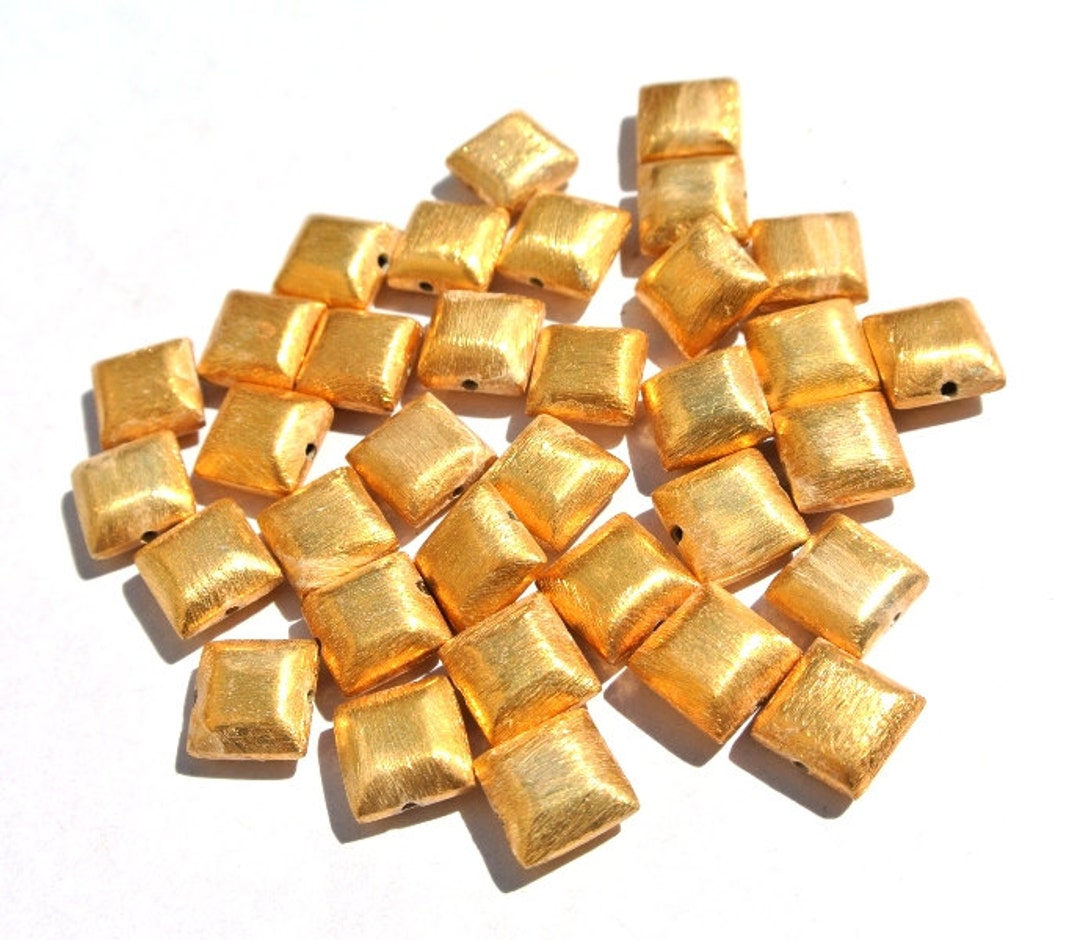 Buy 10pcs Gold Plated Puffy Square Beads 10x10mm High Quality Gold ...
