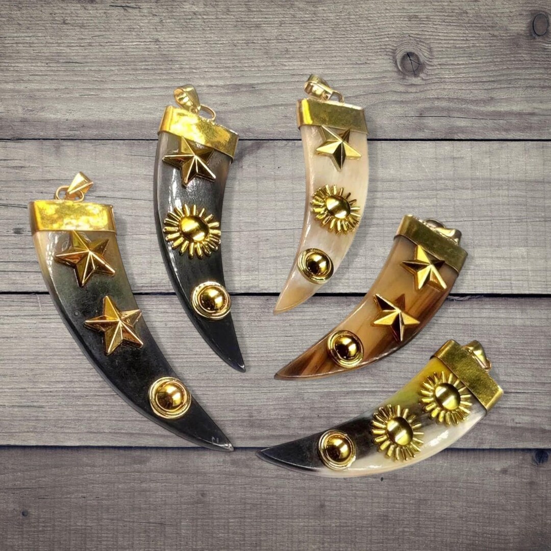 Ethically Sourced Buffalo Horn Tooth Pendant – Boho Star, Sunburst ...