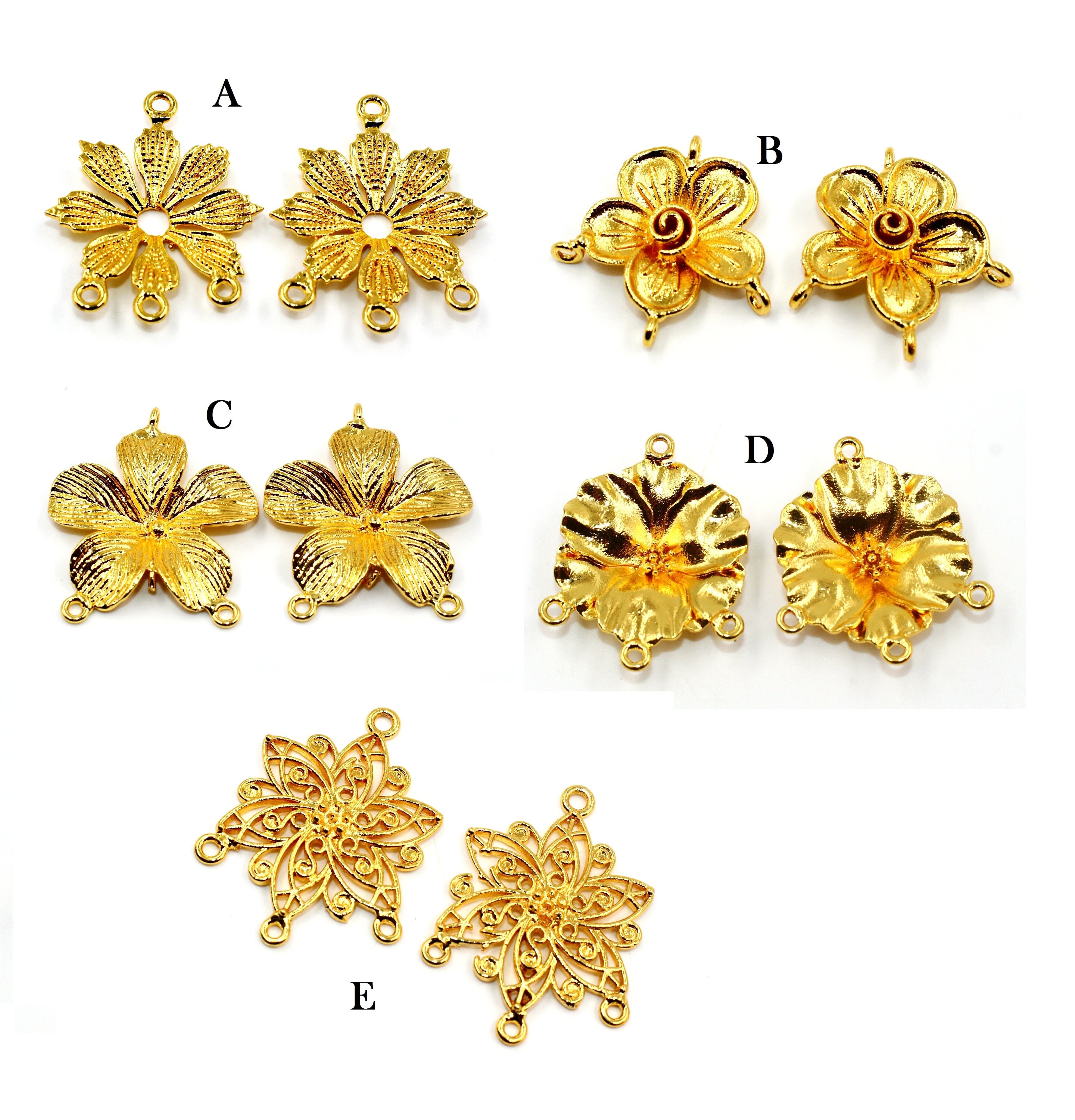 1 Pair Gold Plated 4 Loops Flower Connectors Floral Jewelry - Etsy UK